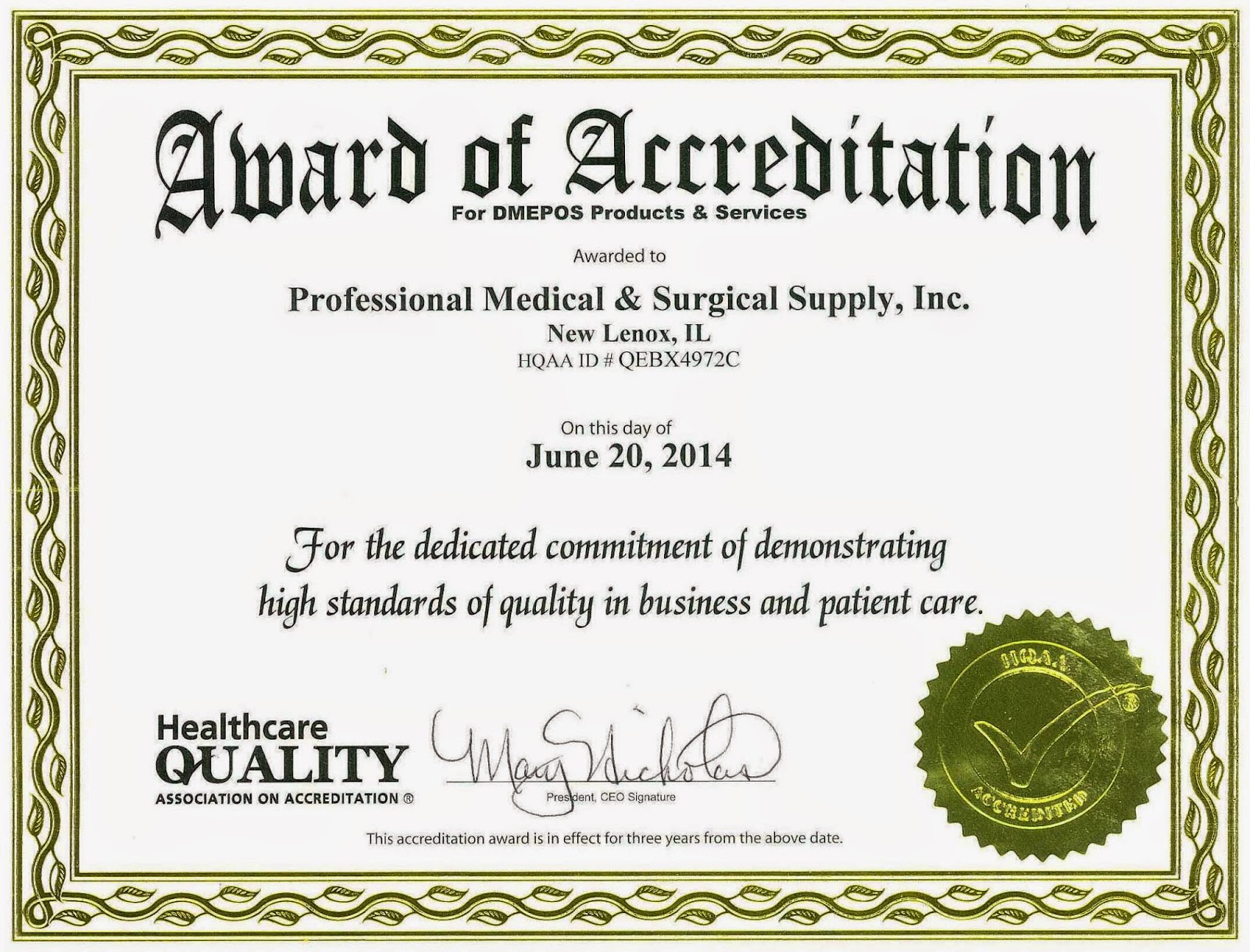 Growing Together in Health Care: ProMed Receives HQAA Re-Accreditation