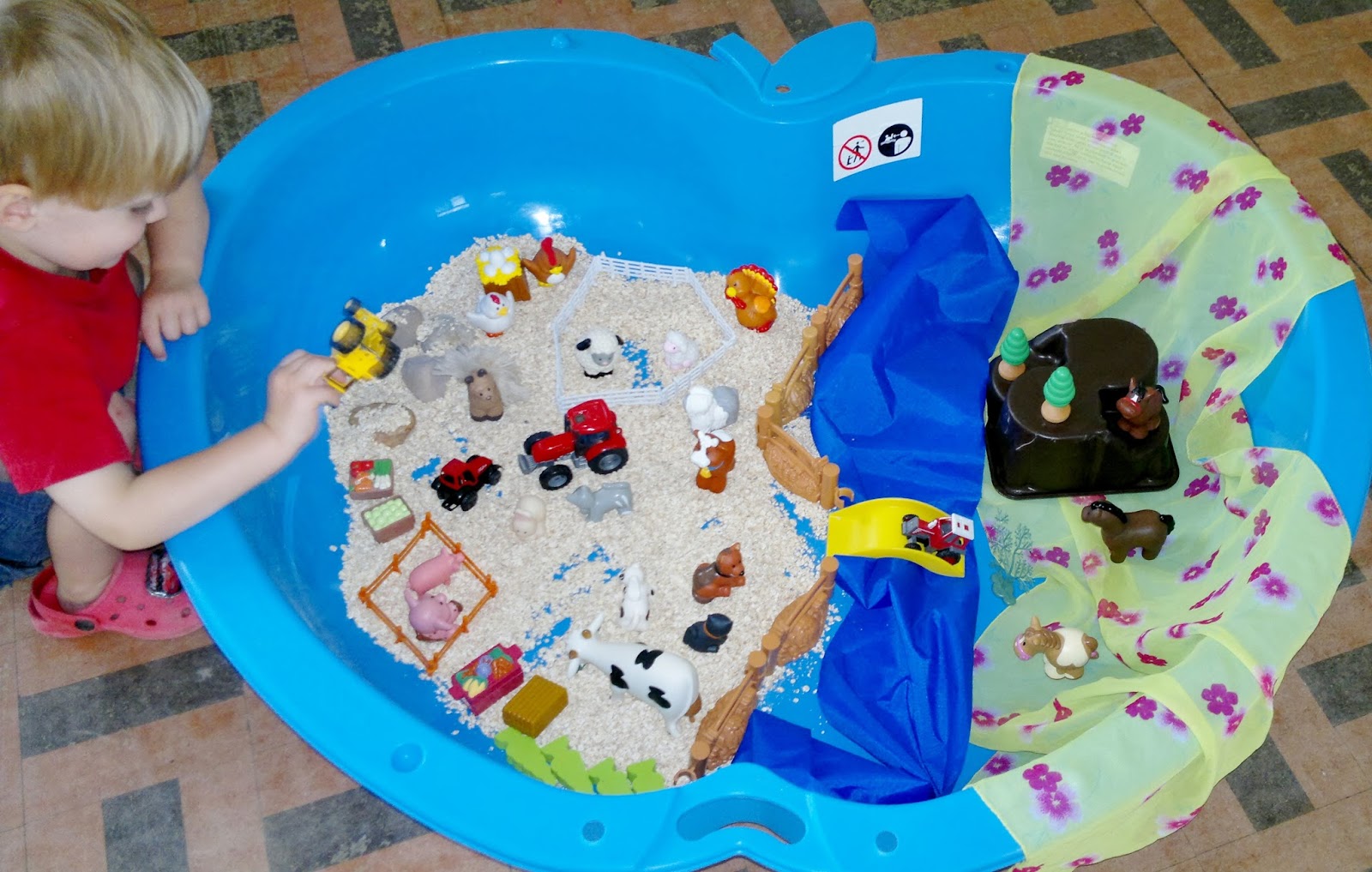 Farm small world using porridge oats