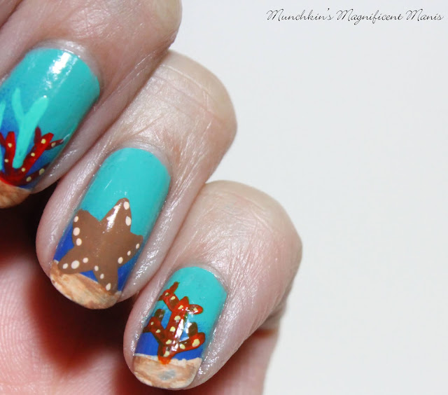 Munchkin’s Magnificent Manis: Under the sea- coral reef nail design