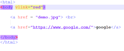 Ejemplo de text link y vlink html