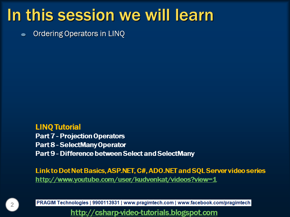Sql Server Net And C Video Tutorial Part 10 Ordering Operators In 7178