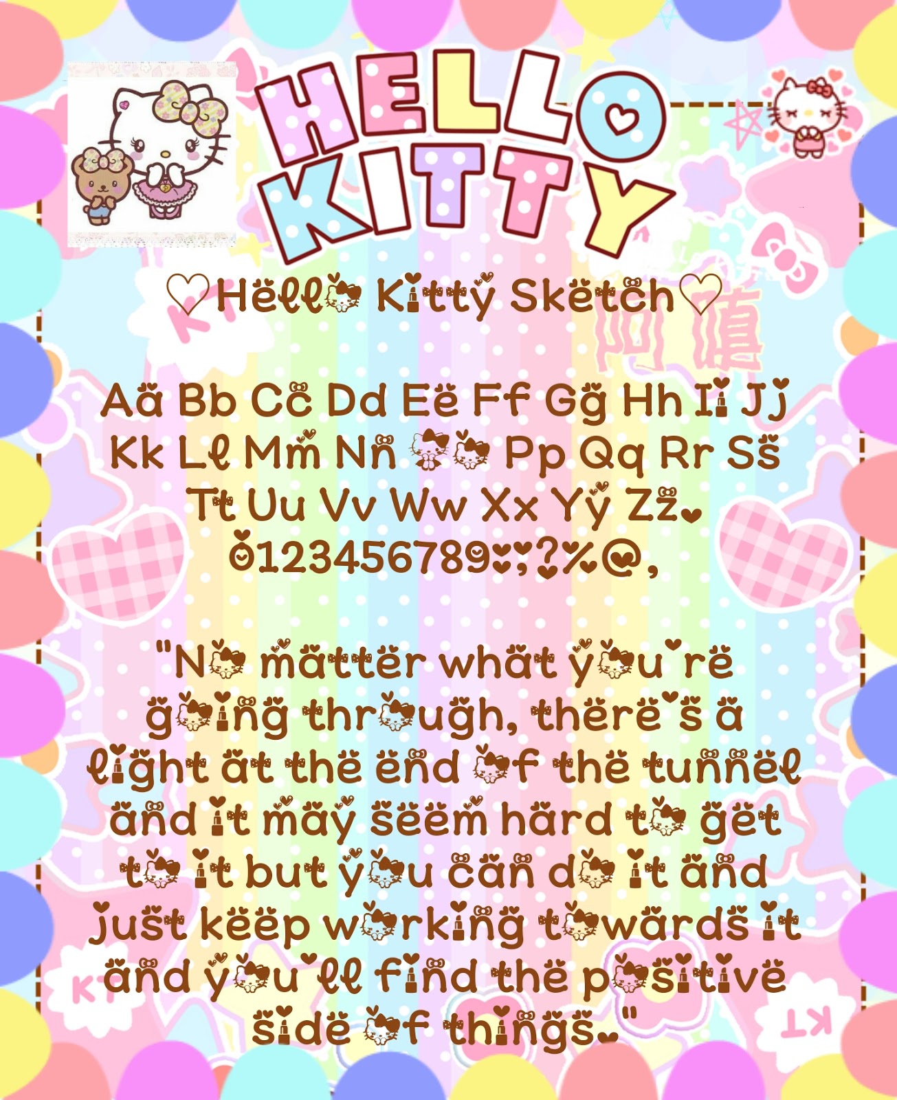 My Kawaii Fonts: 💎Hello Kitty Sketch💎