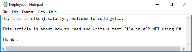 Read And Write Text Files In ASP.NET using C# | Codingvila