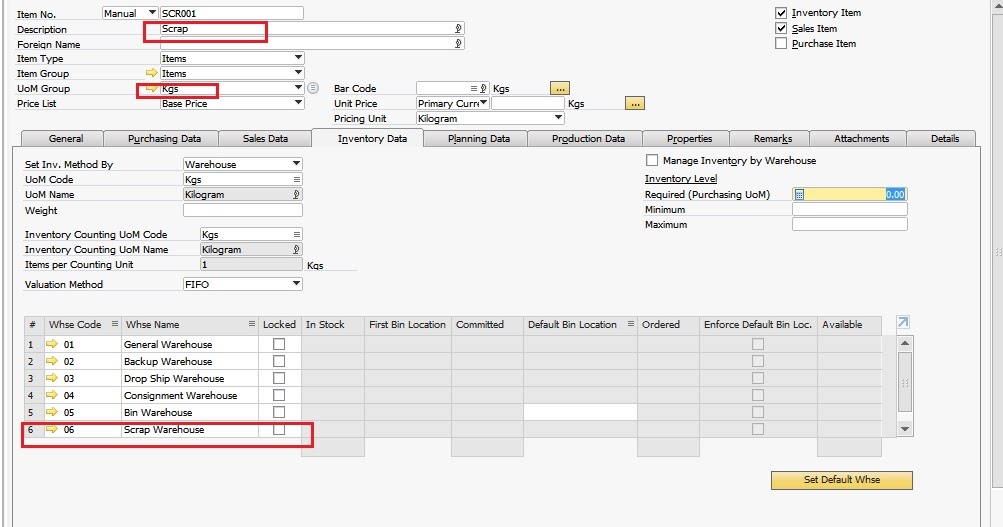 SAP Business One Knowledge: Handling Scrap or Wastage items in SAP ...