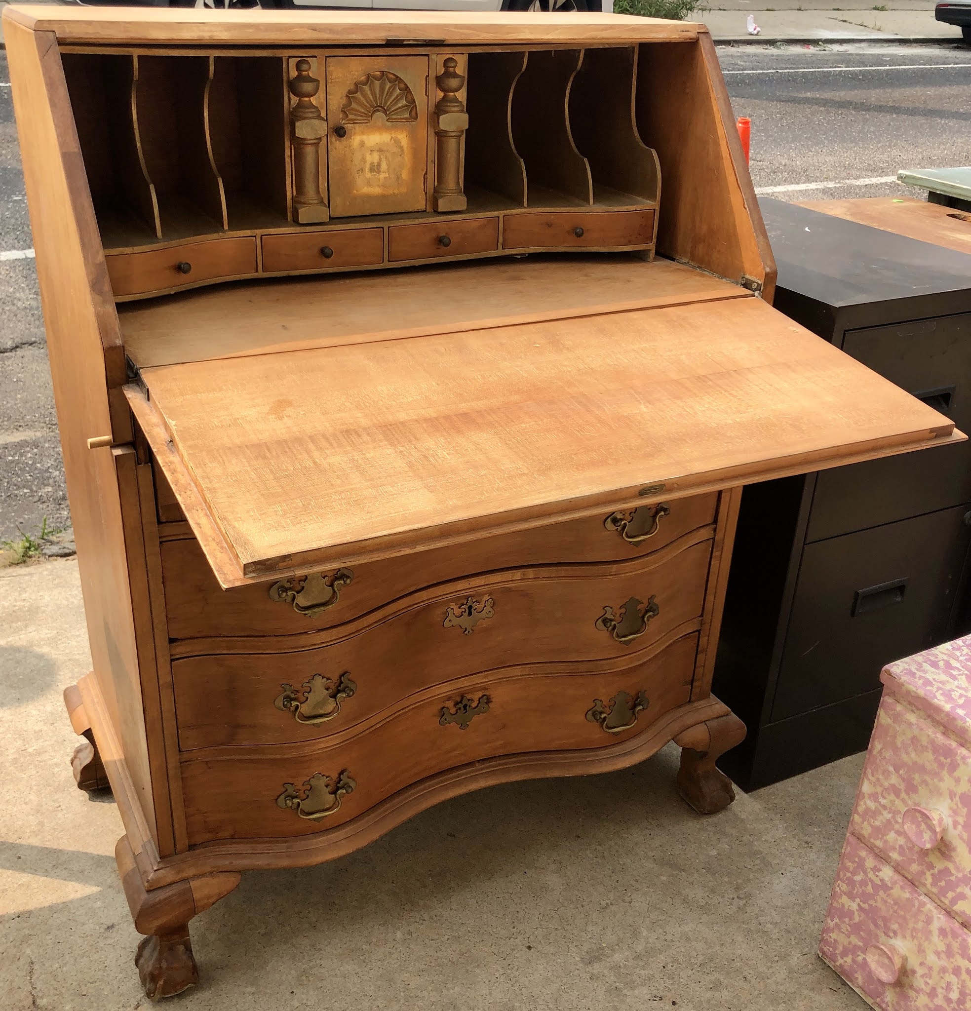 Uhuru Furniture & Collectibles: #475775 Hardwood 4-Drawer Secretary ...