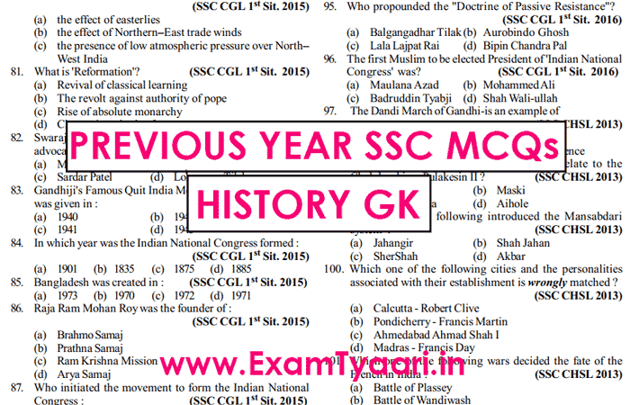 SSC CGL CHSL HISTORY GK Previous Year Questions PDF Exam Tyaari ssc-cgl-chsl-history-gk-previous-year-questions-pdf-exam-tyaari