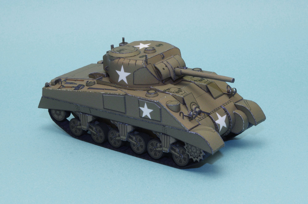 M4 Sherman Tank Papercraft Model by Mr. Cube - paper hOles