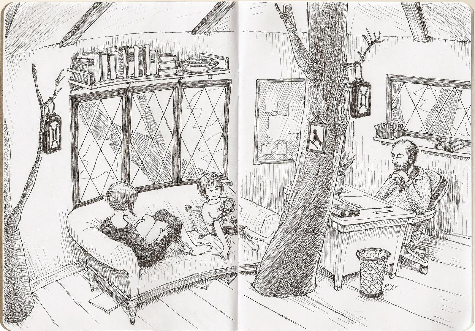 Drawing on my Imagination: Treehouse interior