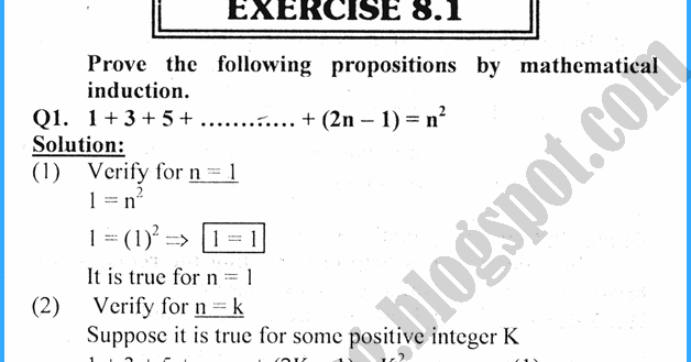 Adamjee Coaching: Mathematical Induction and Binomial Theorem - Exercise 8.1 - Mathematics 11th