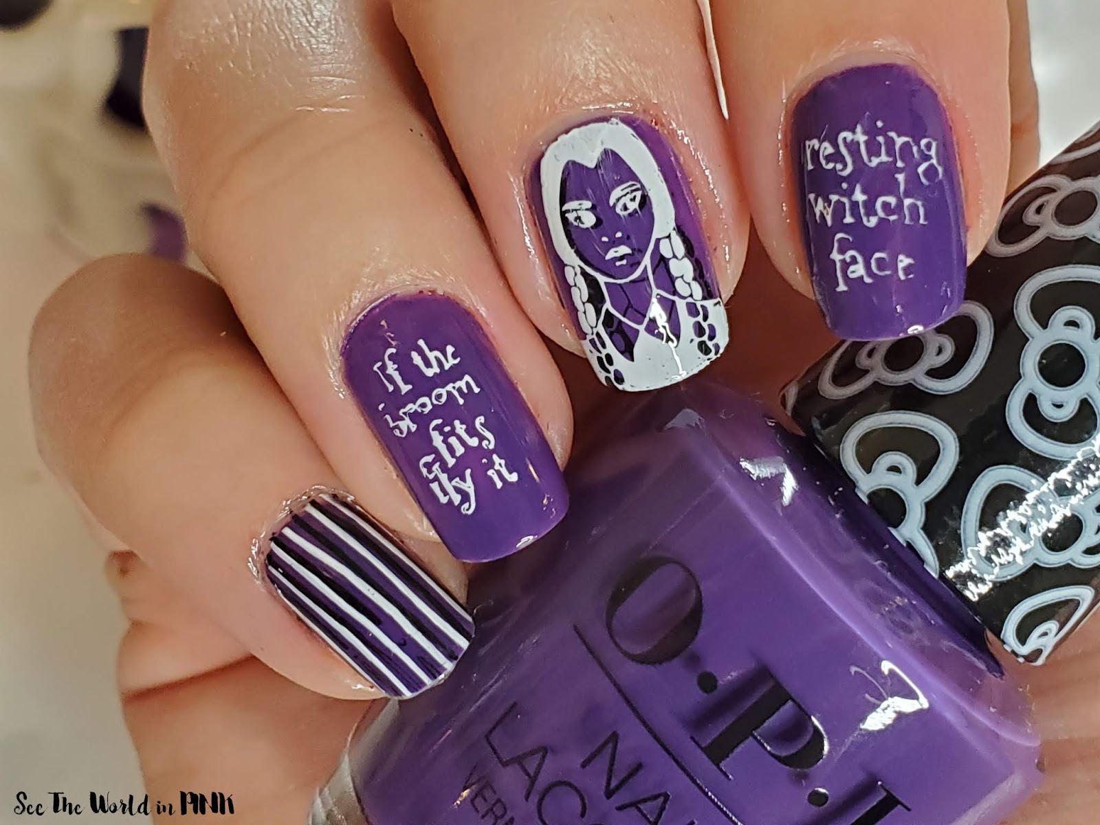 Manicure Monday - Wednesday Addams Halloween Stamped Nails | See the ...