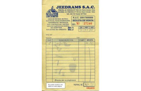 Aron Castro: Boletas de venta