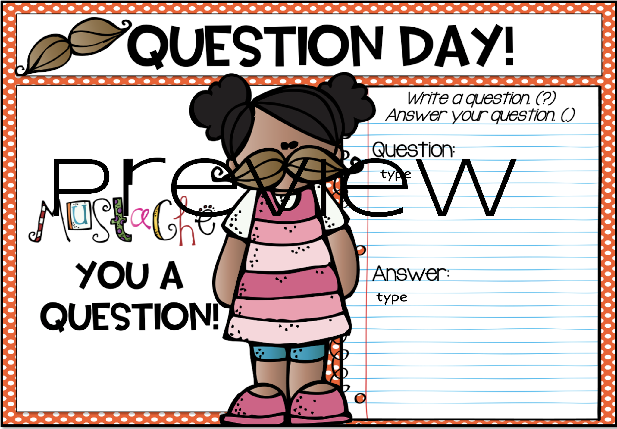 1st Grade Hip Hip Hooray!: Qq is for Question...I "mustache" you!!