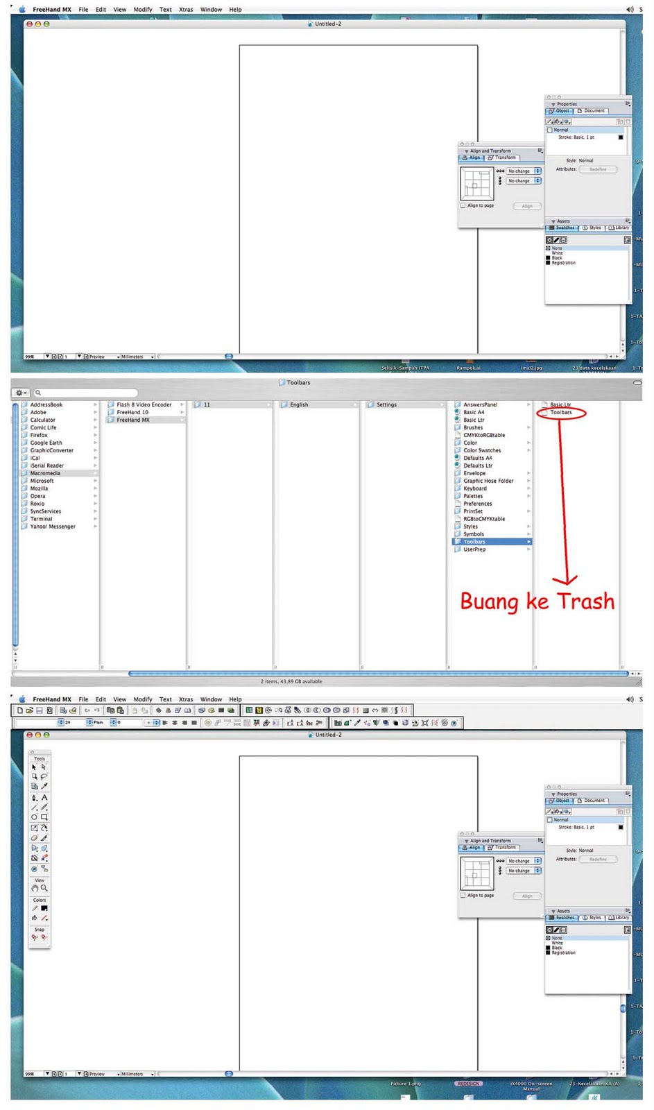Sibeloy: Toolbars Freehand MX Tidak Bisa Tampil