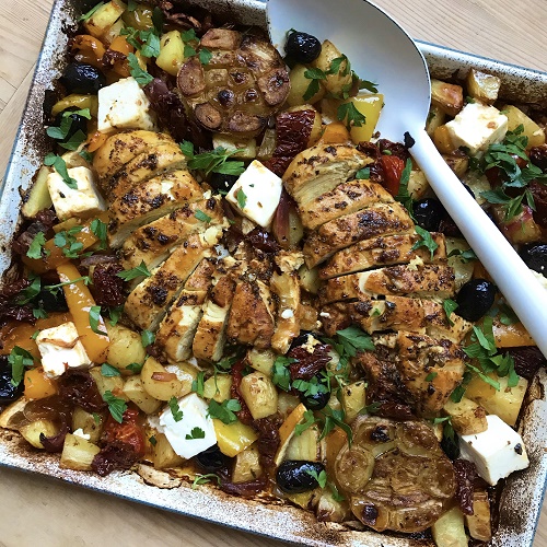 Greenway36: Wimmelblech Hellas ~ Gyros-Hähnchen mit Gemüse, Feta ...