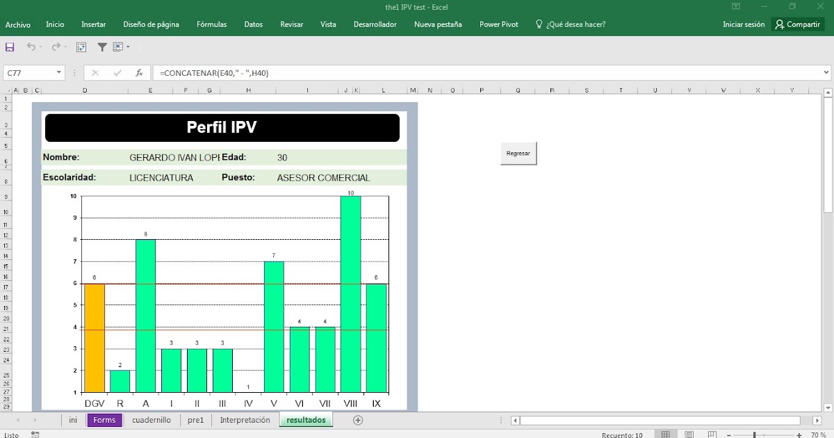 Test IPV para Vendedores en Excel