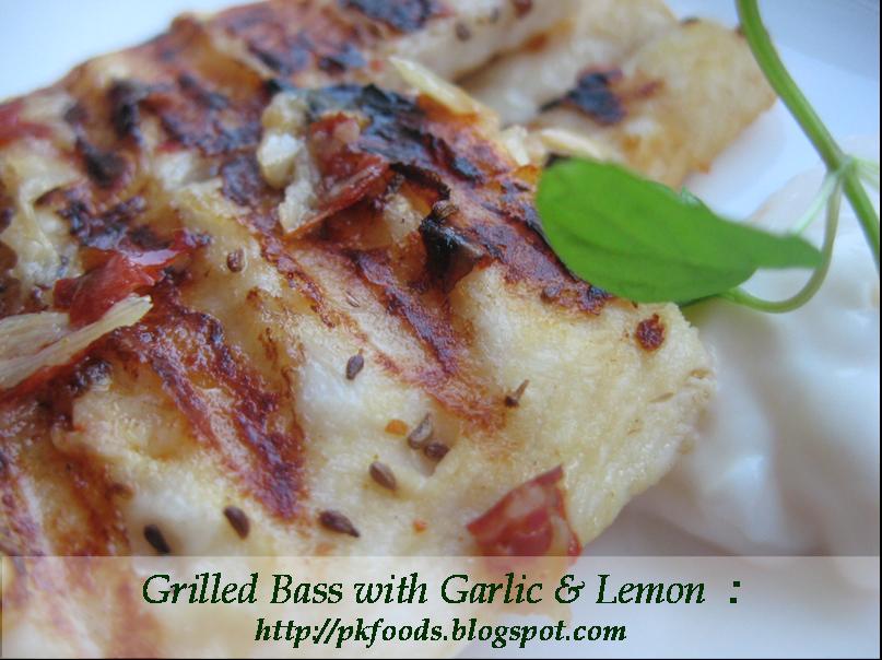 Pakistani Food Recipes: Grilled Bass (fish) with Garlic & Lemon