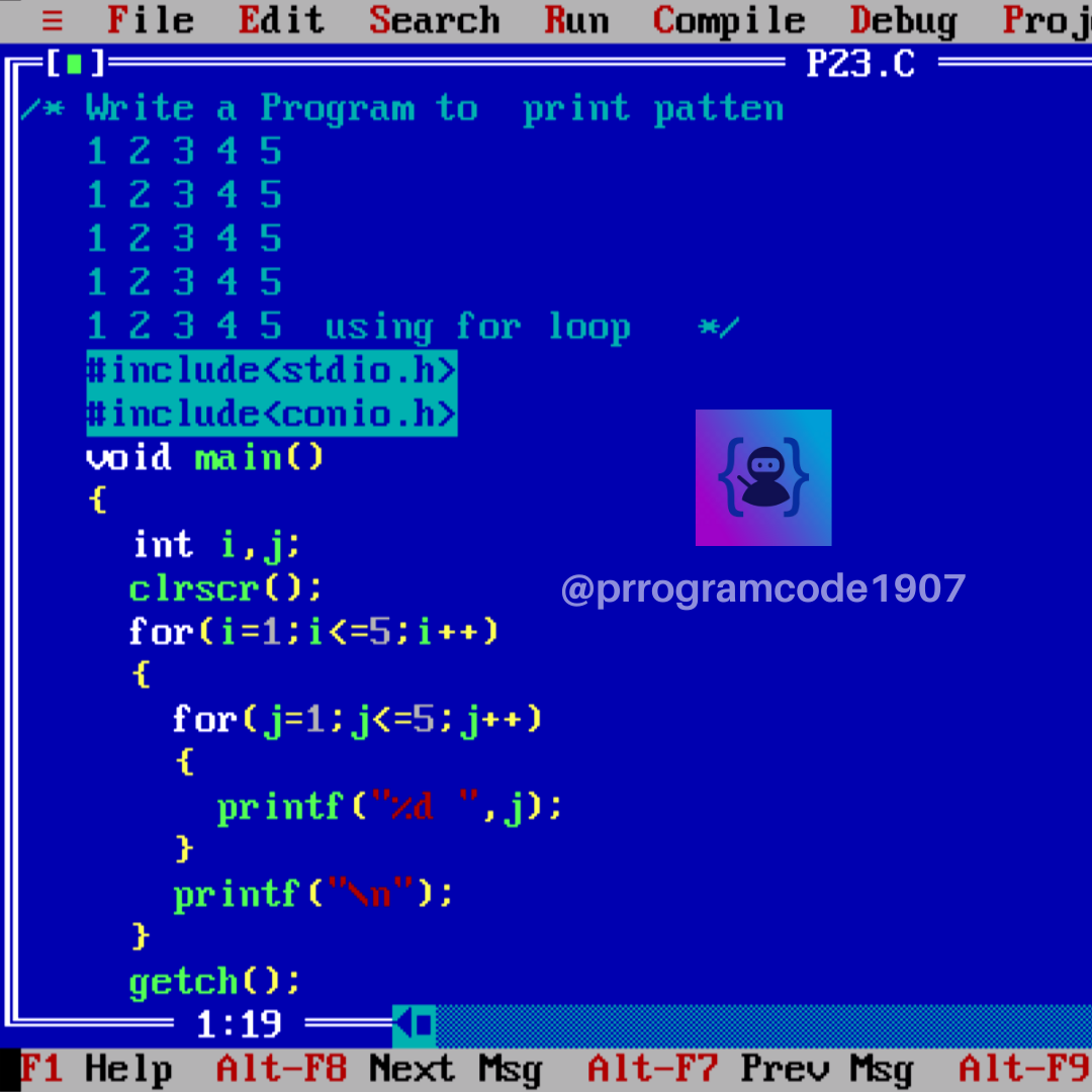Program to print patten using for loop , while loop and do while loop ...