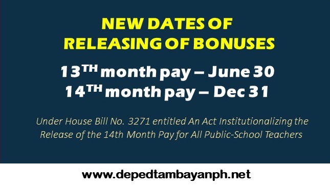 Release of 14th Month Pay from Nov. 15 to Dec. 31 pushed - Deped Tambayan