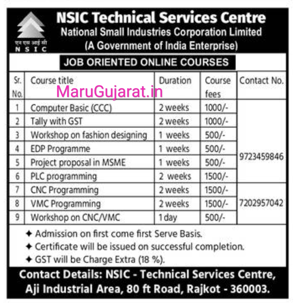 NSIC Technical Services Center Admission for Various Courses 2021 ...