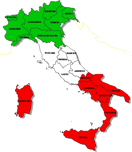 Un Mapa de Italia con división política