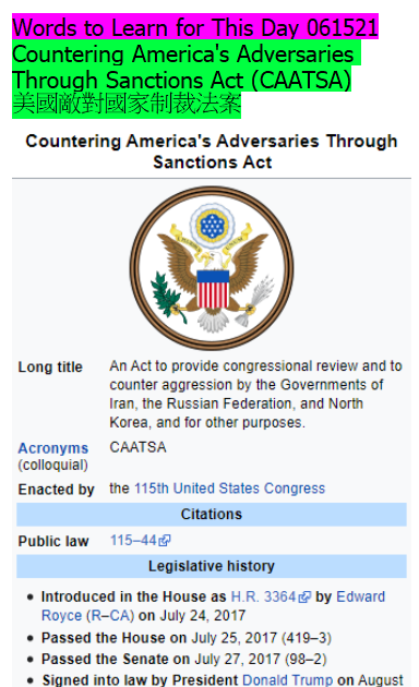 Charlie Brown in the White House: CAATSA | Jun. 15, 2021