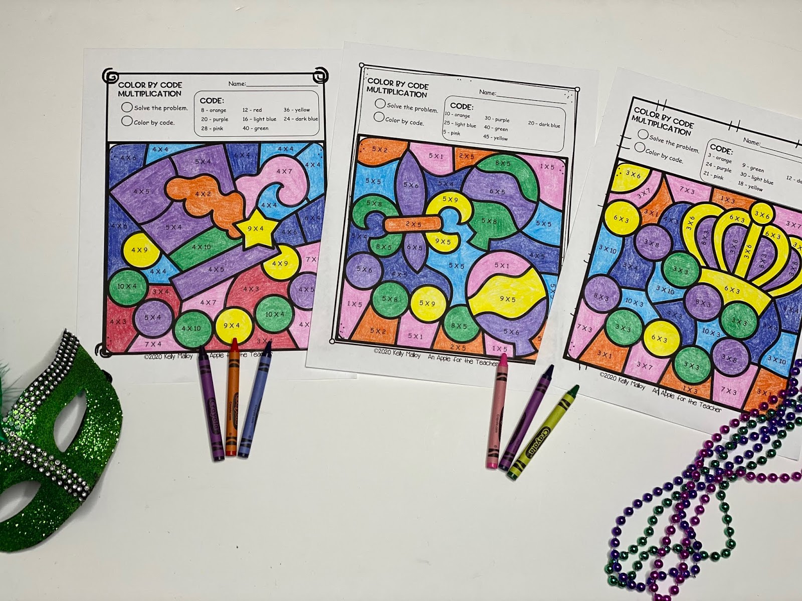 An Apple For The Teacher: Mardi Gras Math Fact Color By Number