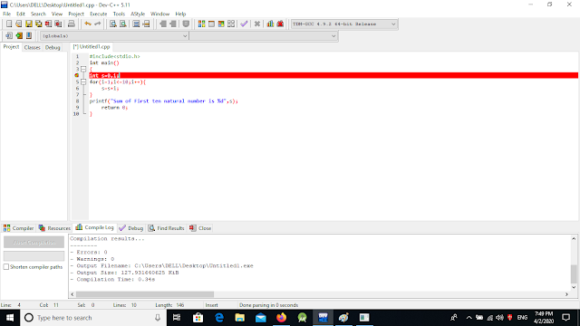 Program to print sum of first ten natural numbers ~ Great Learning Courses