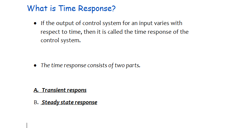 Time response notes