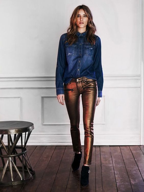 HOW TO WEAR METALLIC JEANS - Miss Rich