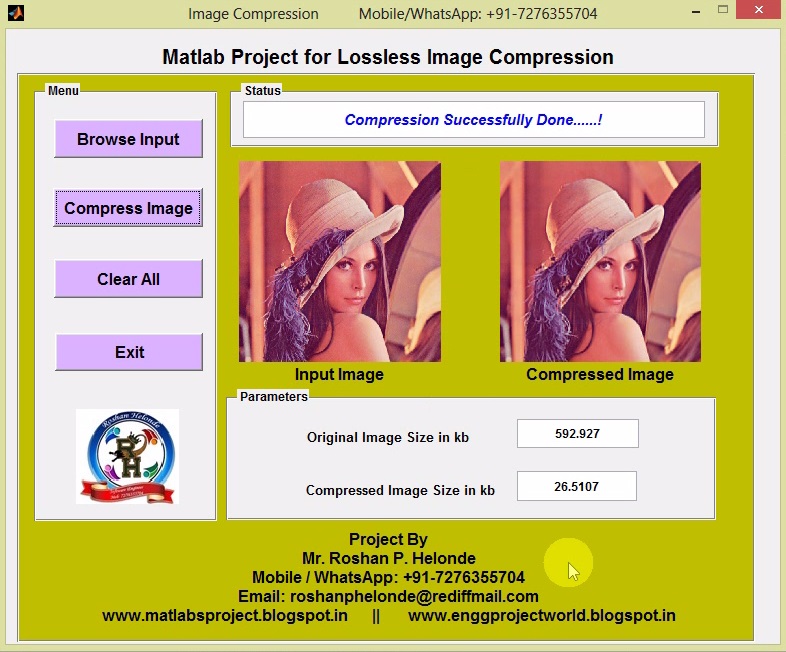 Lossless Image Compression Using Image Processing Matlab Project With Source Code ~ Matlab