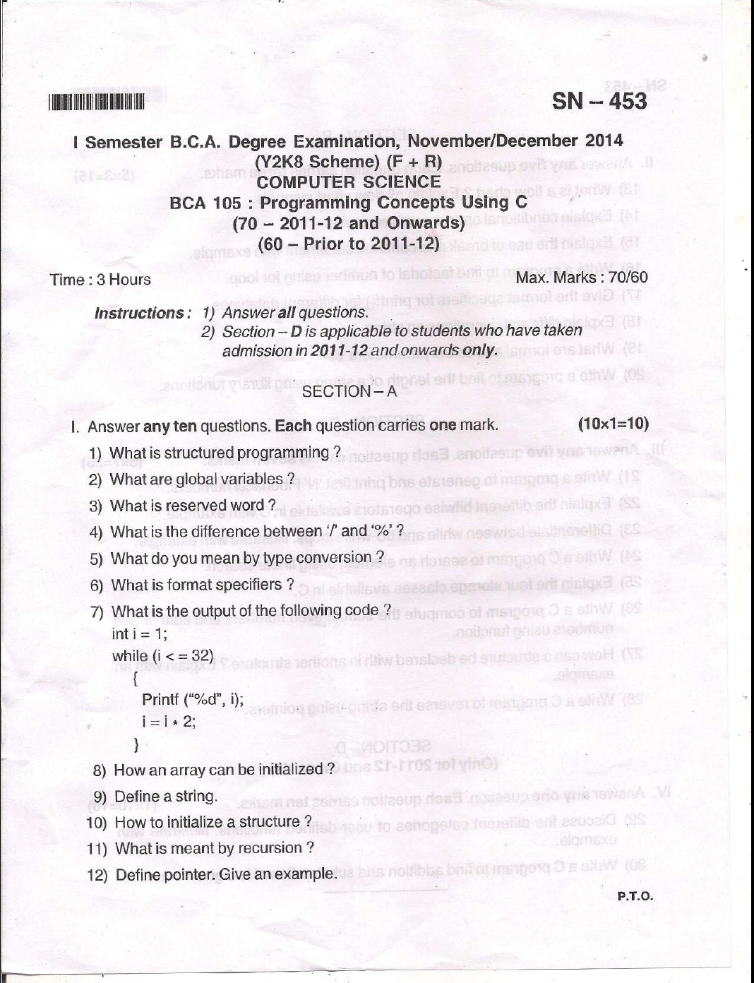 Bangalore University B.C.A. Computer Science Bca 105 : Programming ... Bangalore University B.C.A. Computer Science Bca 105 : Programming ...