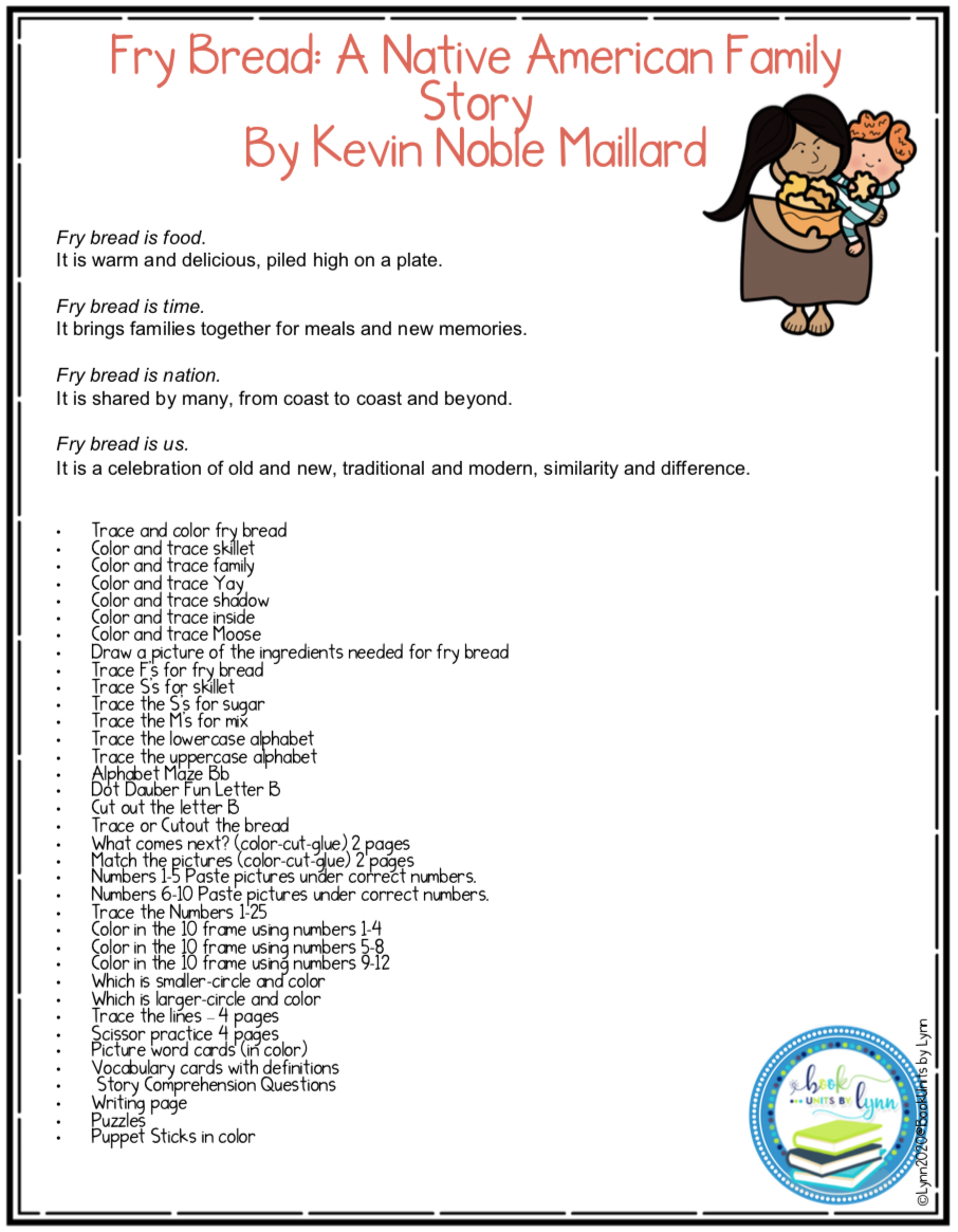 FRY BREAD: A Native American STORY BOOK UNIT ~ Book Units by Lynn