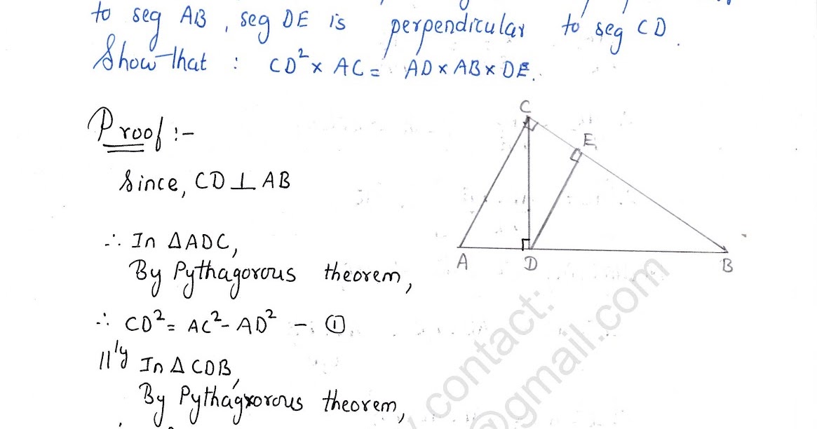 In triangle ABC, Angle ACB=90°, seg CD is perpendicular to seg AB, seg ...