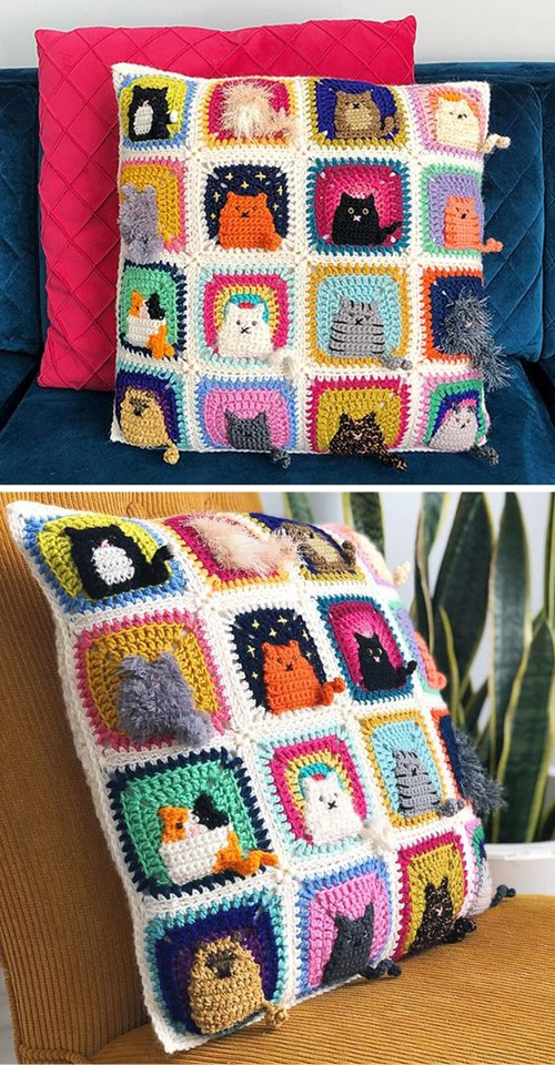 Many Cats Square - Free Pattern | Beautiful Skills - Crochet Knitting ...