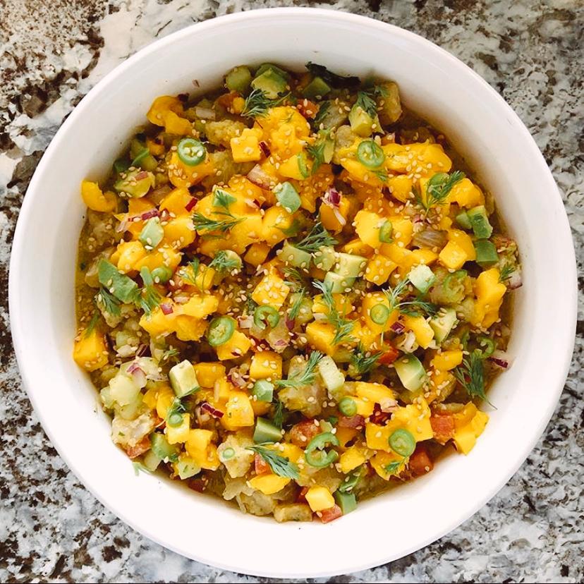 Ceviche de pescado con mango