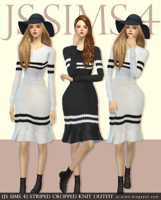 [JS SIMS 4] Striped Cropped Knit Outfit－JS SIMS｜痞客邦