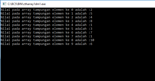 Contoh Array satu Dimensi satu - MEGAWATI SINAGA