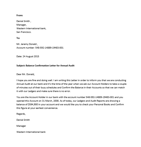 Audit Confirmation Letter Template ~ Resume Letter