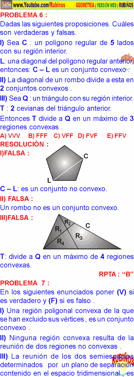 CONJUNTOS CONVEXOS EJERCICIOS RESUELTOS DE GEOMETRÍA PREUNIVERSITARIA PDF