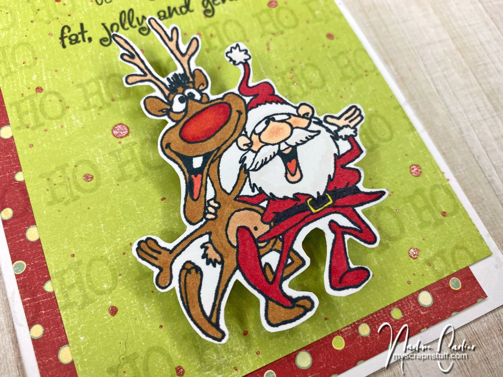 Dancing Santa and Reindeer Christmas Card ~ Nadine Carlier