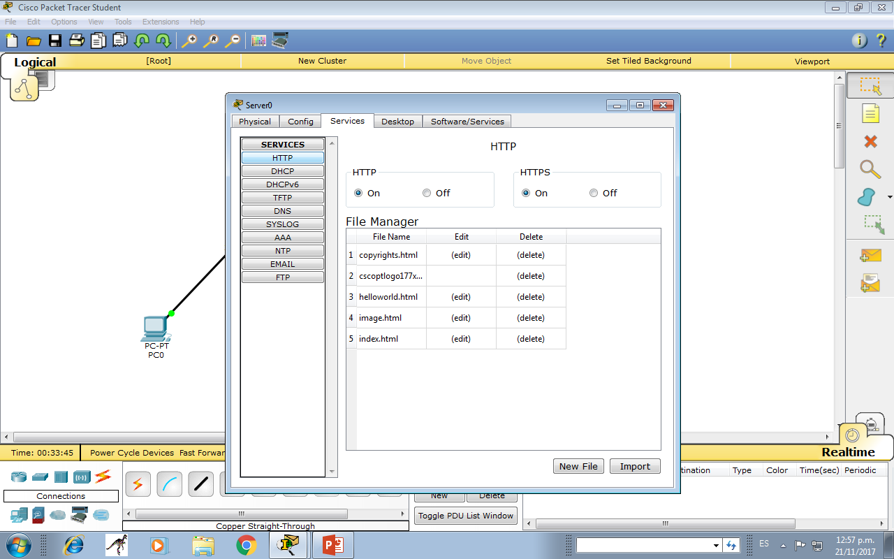 instalación y configuración de aplicaciones y servicios: prácticas de 3 parcial en packet tracer