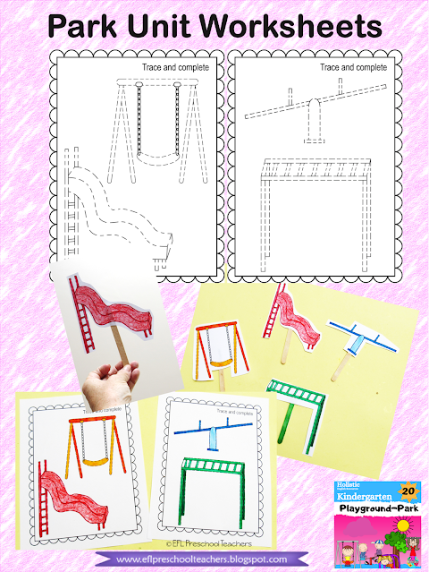 ESL/EFL Preschool Teachers: Playground or Park Unit Worksheets for ...