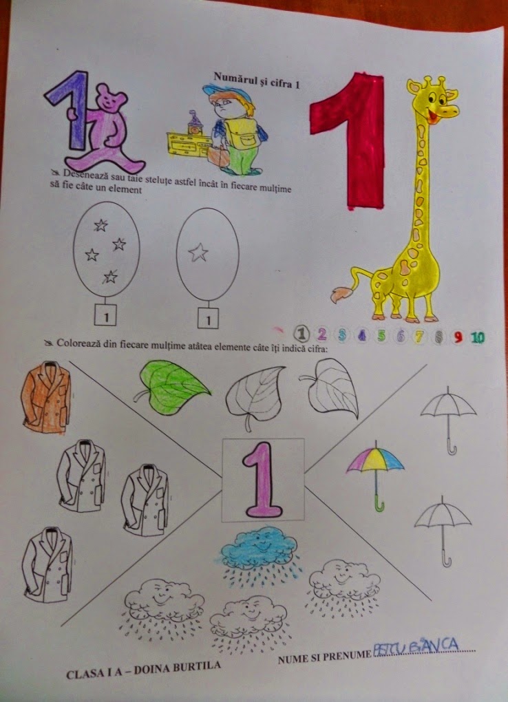 CLASA NOASTRĂ: Numarul si cifra 1
