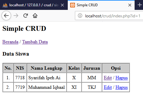 Cara Membuat Web CRUD Data Siswa Sederhana dengan PHP dan MySQL | Suka ...