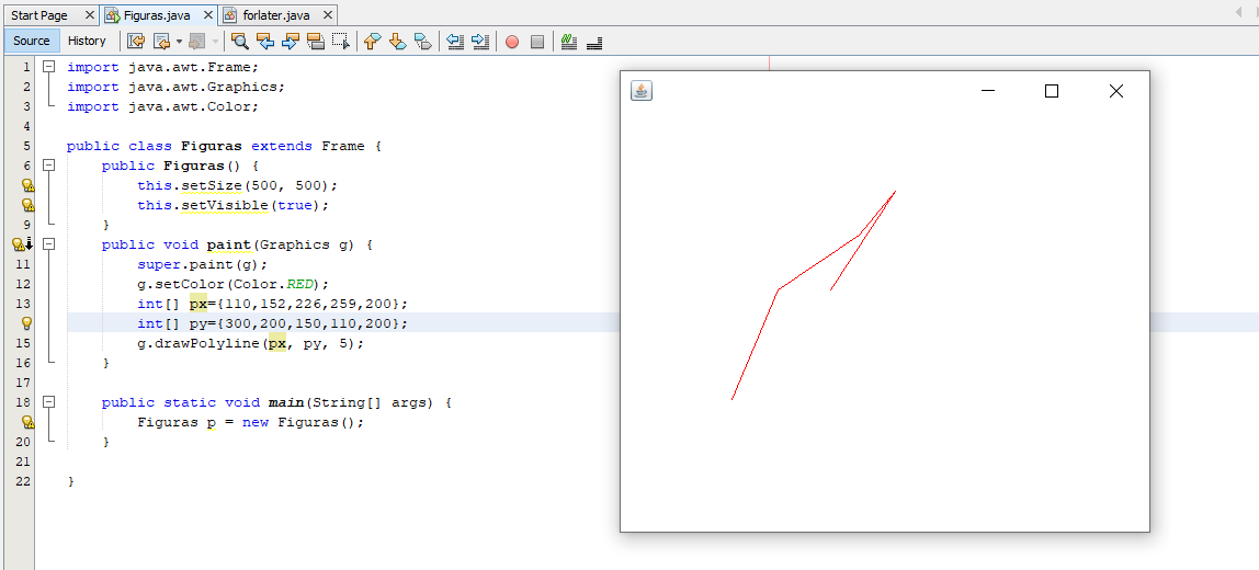 Practicas en Java considerando los aspectos matemáticos de graficación.