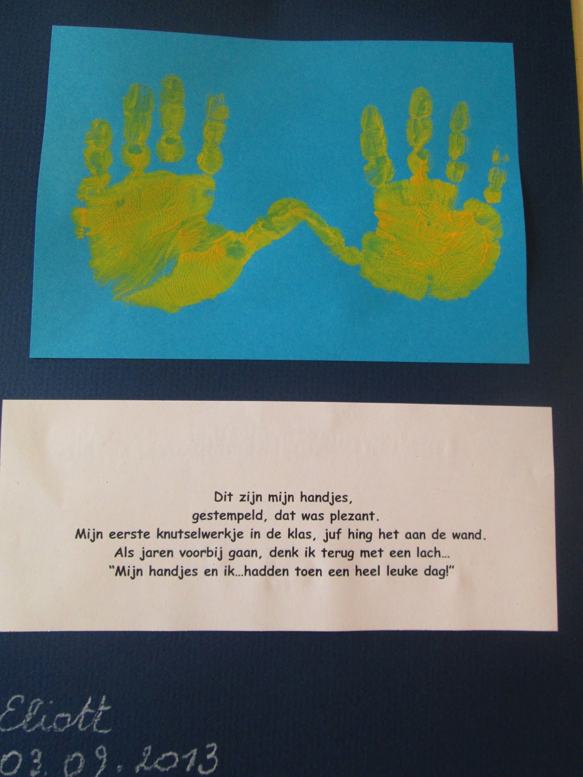 WELKOM IN HET INSTAP- EN 1STE KLEUTERKLASJE: Handjes verven