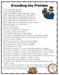 Groundhog Day Math and Literature Packet "No Prep" ~ Preschool Printables