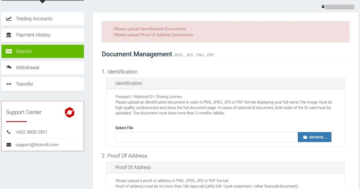 Tickmill Account Verification Guide