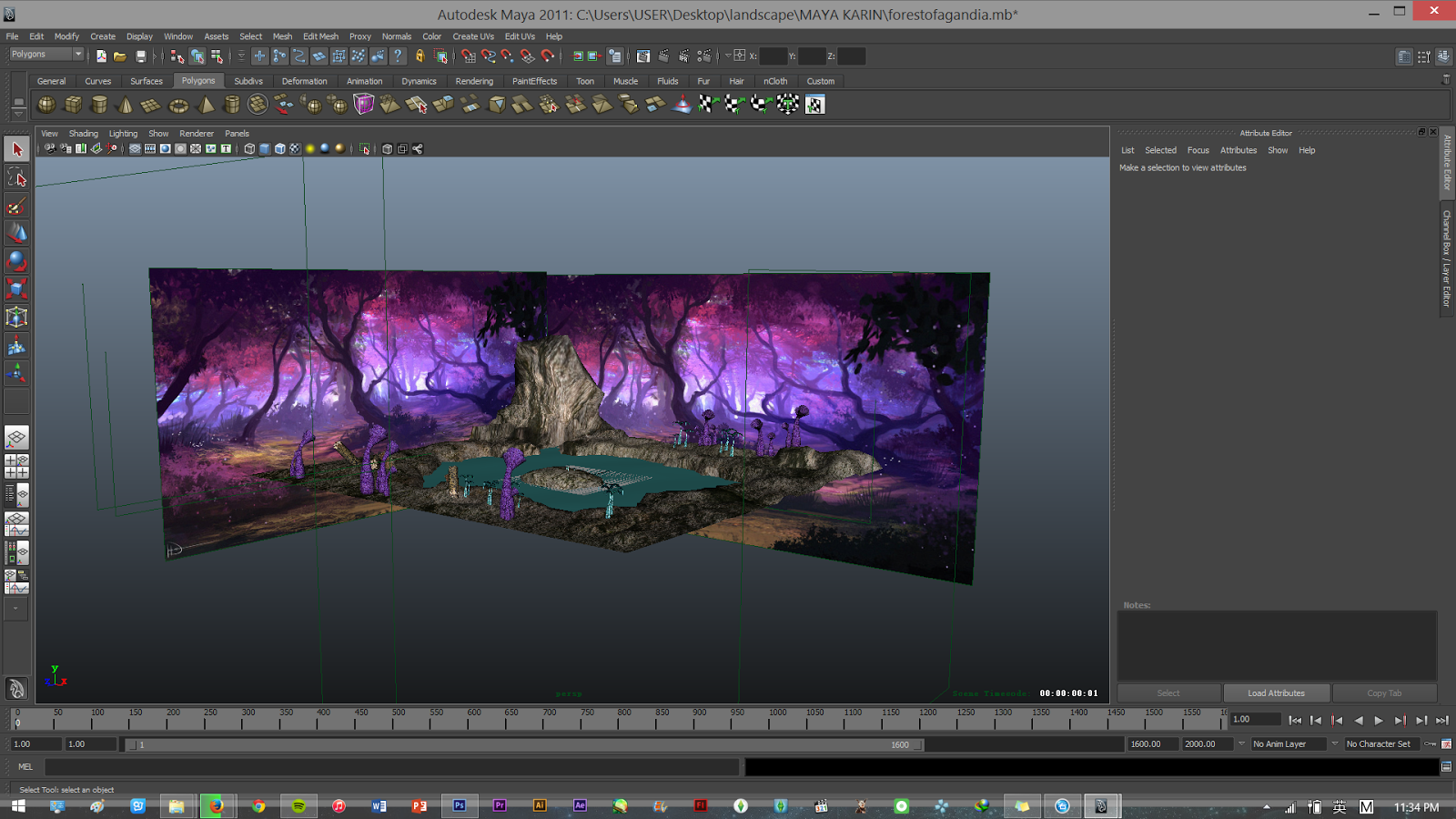 Maya Landscape Modelling - Forest of Agandia: April 2015