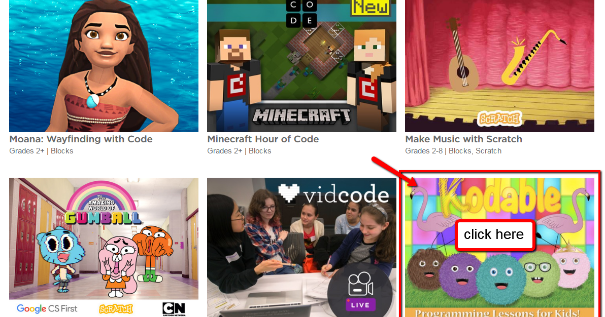 lpcomputerlab: Grade 1- The Hour of Code